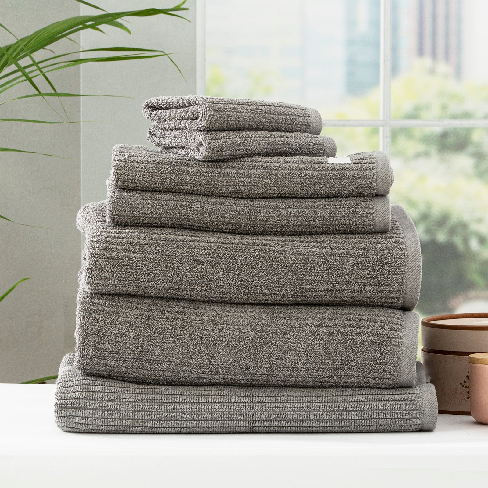 Cobblestone 650 GSM Ribbed Towel Set Granite – The Style Galore